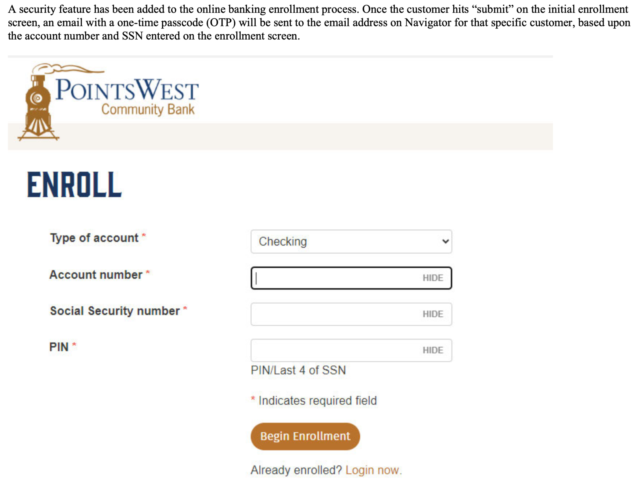 Online Banking Security Enhancement | Points West Community Bank